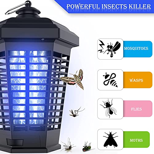 JCHOPE Outdoor, Powerful Mosquito Zapper for Mosquitoes Fruit Flies Moths, High Efficient Mosquito Trap, Electric Bug Zapper Fly Trap for Indoor and Outdoor(Black)