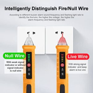 Non-Contact Voltage Tester, Dual Range AC Voltage Tester 12V/48V-1000V with Flashlight & Buzzer Alarm, Electrical Tester for Live/Null Wire Judgment & Breakpoint Finder