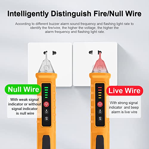 Non-Contact Voltage Tester, Dual Range AC Voltage Tester 12V/48V-1000V with Flashlight & Buzzer Alarm, Electrical Tester for Live/Null Wire Judgment & Breakpoint Finder