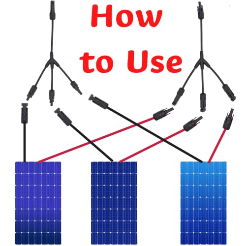 Solar Y Branch Connector Solar Panel Long Parallel Connectors Extension Kit (M/FFF and F/MMM)(1 to 3 (2 Pack))