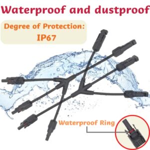 Solar Y Branch Connector Solar Panel Long Parallel Connectors Extension Kit (M/FFF and F/MMM)(1 to 3 (2 Pack))