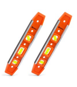 rongpro 9 inch torpedo level magnetic box level, measuring shock resistant torpedo level with 45°/90°/180° bubbles, orange - 2 pcs