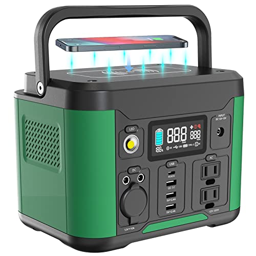 𝟓𝟎𝟎𝐖 𝐏𝐨𝐫𝐭𝐚𝐛𝐥𝐞 𝐏𝐨𝐰𝐞𝐫 𝐒𝐭𝐚𝐭𝐢𝐨𝐧, 515Wh Outdoor Solar Generator Backup Lithium Battery Power Bank with 120V/500W AC Outlet with Flashlight for Outdoors Camping Travel