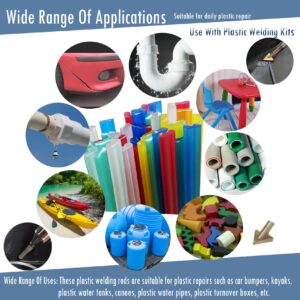 106pcs Plastic Welding Rods ABS PP PU PE PA PC TPO 7 Types of Plastic Welder Rods for Car Bumper Kayak Repair Kit with Reinforcing Stainless Steel Mesh Plastic Welding Kit Welding Supplies