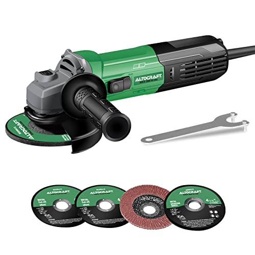 ALTOCRAFT Angle Grinder Tool,4-1/2 Inch Corded Electric Power Hand Mini Grinders with Grinding Wheel, 2 Cut Off Wheels, Flat Disc,Auxiliary Handle for Metal concrete Wood Cutting/Grinding/Polishing