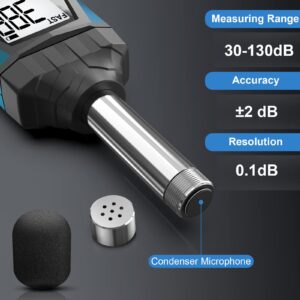 Decibel Meter, CURCONSA SPL Meter, Portable Sound Level Meter, 30dB to 130dB, LCD Display, can be Used in Homes, Factories and Streets(Blue)