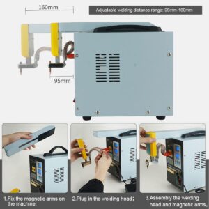 RCBDBSM Pulse Spot Welder 0.2mm Battery Welding Machine Battery Spot Welder Machine 738AL Spot Welder with Adjustable Welding Head for 18650 14500 Lithium Battery Pack Building