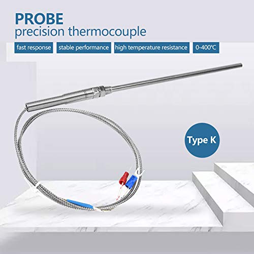 Thermopile Generator, Waterproof K Type Thermocouple, M8 150mm Thermocouple Wire Thread Type K Thermocouple Probe Temperature Sensor Wire 0 400℃ (1M)