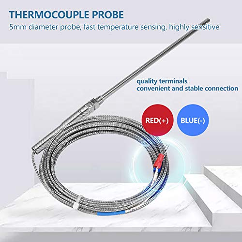 Thermopile Generator, Waterproof K Type Thermocouple, M8 150mm Thermocouple Wire Thread Type K Thermocouple Probe Temperature Sensor Wire 0 400℃ (1M)