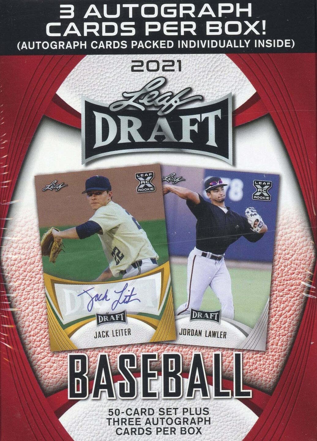 2021 Leaf Draft Baseball Series Factory Sealed Blaster Box including a 50 Card Set and 3 Autograph Cards with a Chance for GOLD Autographed Variants