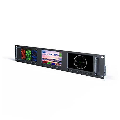 LILLIPUT RM-503S 3 X 5 inch Full HD 2RU Rack Mount Monitor 1920x1080 HDMI 2.0, 3G-SDI Input and Output with Waveform and Vector Functions