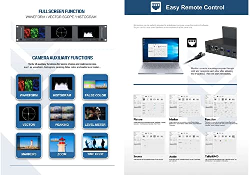 LILLIPUT RM-503S 3 X 5 inch Full HD 2RU Rack Mount Monitor 1920x1080 HDMI 2.0, 3G-SDI Input and Output with Waveform and Vector Functions