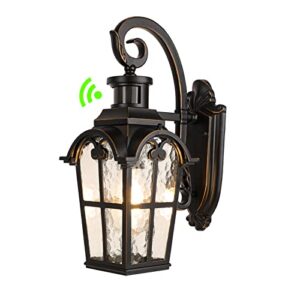 partphoner motion sensor outdoor lights fixture wall mount, dusk to dawn outdoor porch lighting black roman exterior light fixtures outside wall sconce lantern for house garage patio entryway doorway