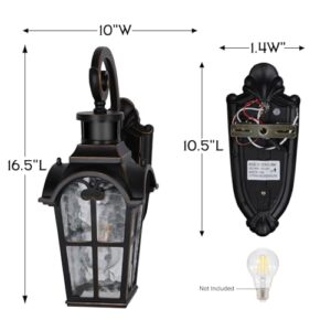 PARTPHONER Motion Sensor Outdoor Lights Fixture Wall Mount, Dusk to Dawn Outdoor Porch Lighting Black Roman Exterior Light Fixtures Outside Wall Sconce Lantern for House Garage Patio Entryway Doorway