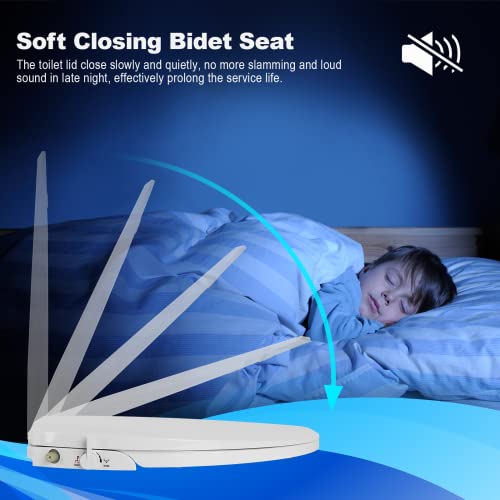 Bidet Toilet Seat Elongated,Non-Electric Bidet Seat,Toilet Water Spray,Bidet Attachment for Toilet Dual Nozzle with Self Cleaning, Adjustable Water Pressure, White - Slow Close Toilet Cover