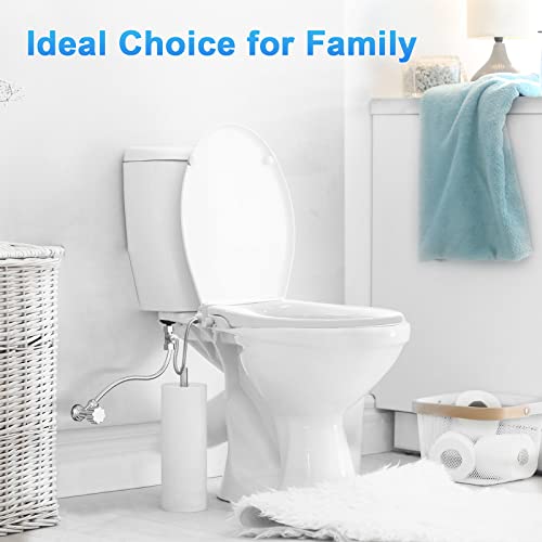 Bidet Toilet Seat Elongated,Non-Electric Bidet Seat,Toilet Water Spray,Bidet Attachment for Toilet Dual Nozzle with Self Cleaning, Adjustable Water Pressure, White - Slow Close Toilet Cover