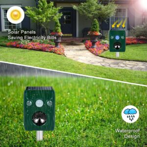 VEGFEST Ultrasonic Animal Repeller Outdoor Solar Repellent Cat Repellent. with Flashing LED Lights,Siren Expelled Cats, Dogs, Raccoons, Deer, Birds, Skunks, Squirrels, Rabbits, Foxes.(2-Pack), Green