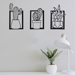 EFOLKI Metal Wall Art Decor, Boho Farmhouse Home Kitchen Bathroom Bedroom Living Room Wall Decor, Outdoor Patio Garden Wall Decor, Plant Cactus Metal Wall Art Hanging (Black)