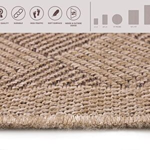 Adiva Rugs Jute Sisal Area Rug in Natural Look for Indoor Outdoor Use, Comfortable, Strong, Durable, Patio, Porch, Hallway (Mocca, 2’ X 3’)