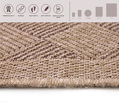 Adiva Rugs Jute Sisal Area Rug in Natural Look for Indoor Outdoor Use, Comfortable, Strong, Durable, Patio, Porch, Hallway (Mocca, 2’ X 3’)