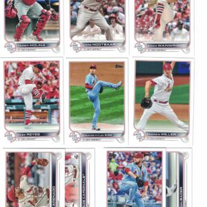 St. Louis Cardinals / 2022 Topps Baseball Team Set (Series 1 and 2) with (21) Cards. ***PLUS Bonus Cards of former Cardinals Greats: Ozzie Smith, Stan Musial and Willie McGee!***