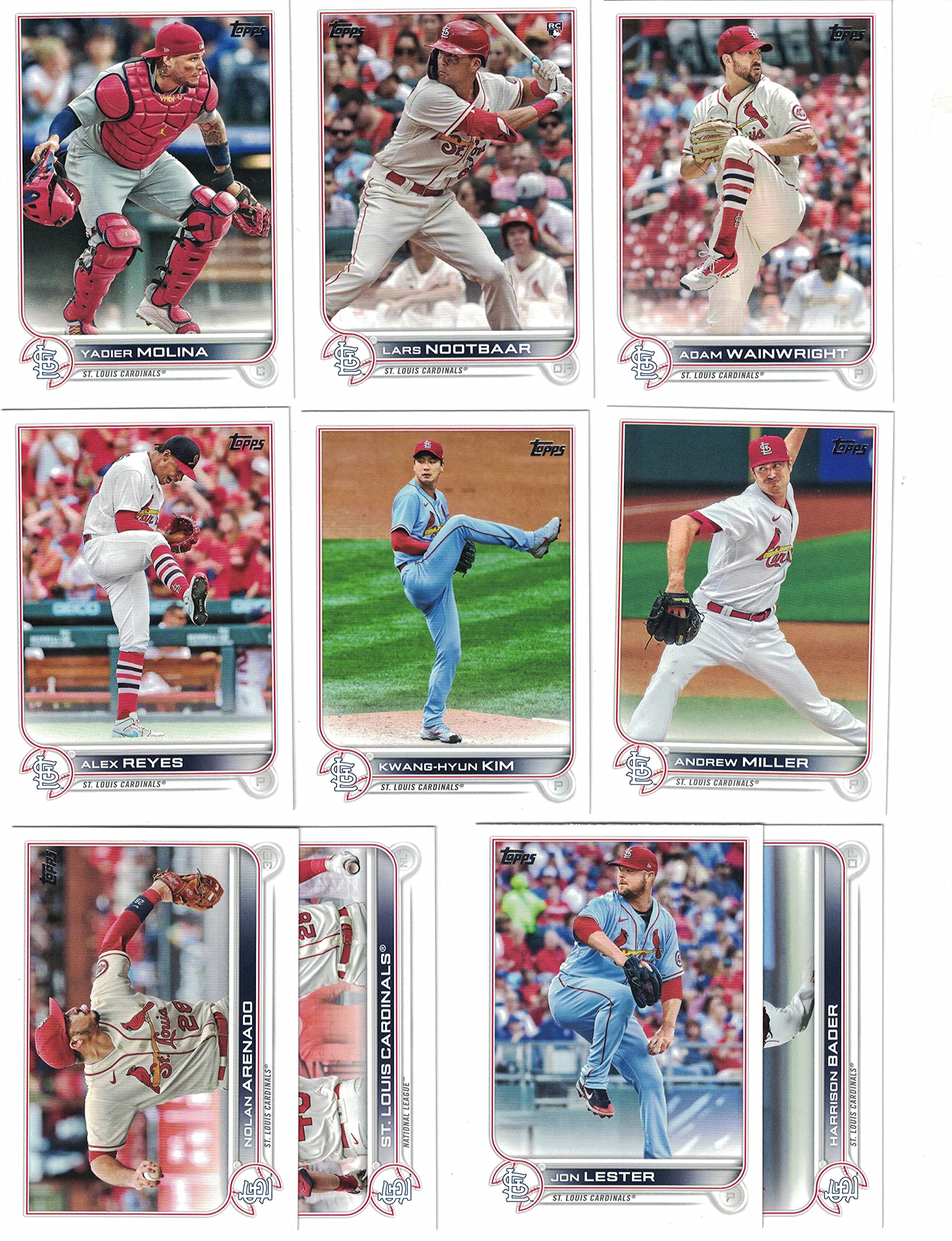 St. Louis Cardinals / 2022 Topps Baseball Team Set (Series 1 and 2) with (21) Cards. ***PLUS Bonus Cards of former Cardinals Greats: Ozzie Smith, Stan Musial and Willie McGee!***