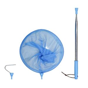 Pool Skimmer Net with Adjustable 106 Inches Lightweight Telescopic Pole Leaf Skimmer Mesh Rake Net for Spa Pond Swimming Pool, Pool Cleaner Supplies,Detachable net and hooks Great choice for gifts