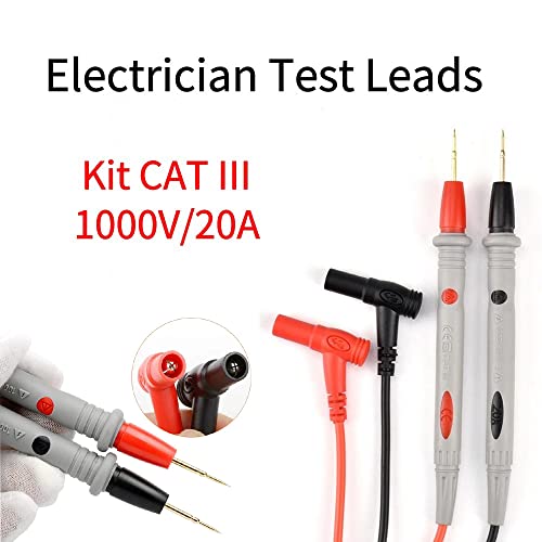 1000V 20A Multimeter Test Leads Probes Banana Plug, 24K Gold Digital Multimeter Probes Electrical Test Probe for Most of Digital Multimeter