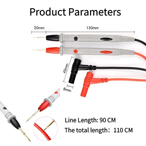 1000V 20A Multimeter Test Leads Probes Banana Plug, 24K Gold Digital Multimeter Probes Electrical Test Probe for Most of Digital Multimeter