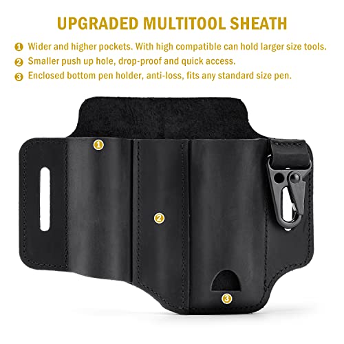 VIPERADE PJ29 Multitool Sheath for Belt, Leather EDC Pocket Organizer for Men, EDC Leather Sheath, Flashlight and Multitool Sheath, EDC Belt Organizer