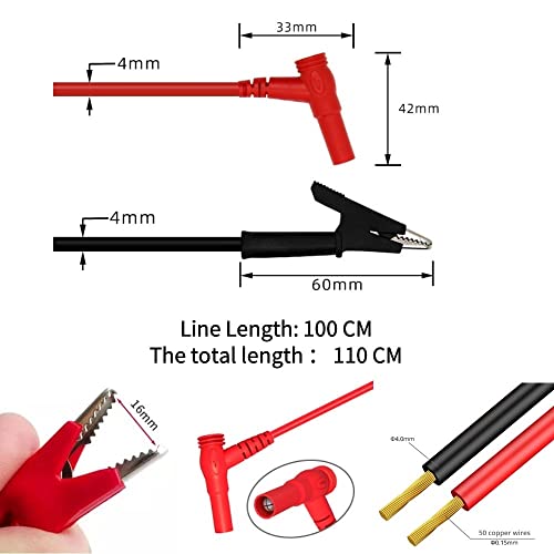 ARCHER LIFE HALL Test Leads for Multimeter,3.3FT Test Lead with Alligator Clips and Gold Plated Test Probe, multimeter Leads Kit, Suitable for Most of Digital Multimeter