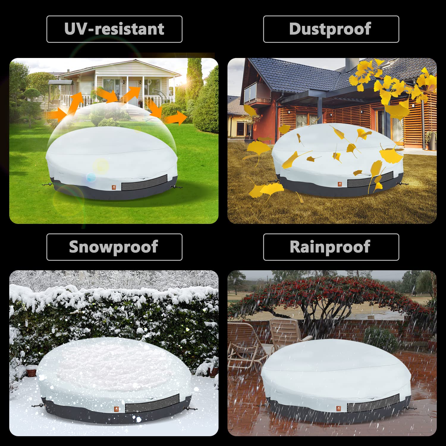 ClawsCover Outdoor Daybed Covers Waterproof,Round/Oval Patio Sectional Couch Bed Furniture Cover with Canopy,Heavy Duty Tearproof 600D Polyester Fabric,All Weather Protection,88Lx85Wx35/16H Inch