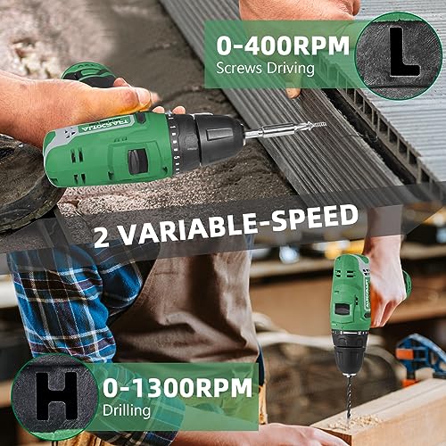 ALTOCRAFT Power Drill Cordless 12V Max,3/8" Small Electric Screwdriver Driver Tool Kit w/Battery & Charger,Keyless Chuck,Variable-Speed,LED Work Light,Compact and Lightweight for DIY Home Use