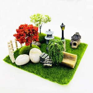 Cayway 26 PCS Outdoor Fairy Garden Miniatures Mini Zen Garden Accessories, Artificial Garden Grass, Model Trees, Terrarium Ornaments, Dollhouse Supplies, Bonsai Decorative Craft Tools Kit