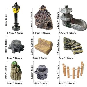 Cayway 26 PCS Outdoor Fairy Garden Miniatures Mini Zen Garden Accessories, Artificial Garden Grass, Model Trees, Terrarium Ornaments, Dollhouse Supplies, Bonsai Decorative Craft Tools Kit