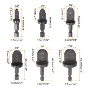 uxcell Swaging Tool Drill Bit Set 1/4" Hex Handle Repairing Flaring Tool with 1/4" 3/8" 1/2" 5/8" 3/4" 7/8" Bits for Air Conditioning Copper Aluminum Pipe