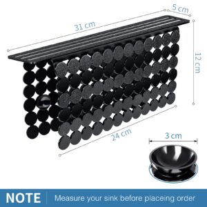 Bligli Plastic Sink Saddle, Sink Divider Mat with Strong Suction Cups, Kitchen Divided Sink Protector Mat for Glassware Dishes, Easy to Clean and No Smell, 9.5" x 12", Black