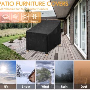 WLEAFJ Outdoor Chair Covers Waterproof, Black Lawn Patio Furniture Covers, Heavy Duty Patio Lounge Deep Seat Cover, 2 Pack - 29" W x 30" D x 36" H