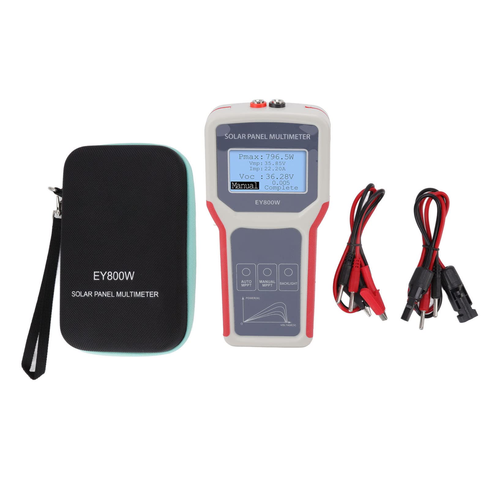 Solar Panel Tester, EY800W with Ultra Clear LCD MPPT Multimeter Open Circuit Voltage Troubleshooting for Photovoltaic Panel