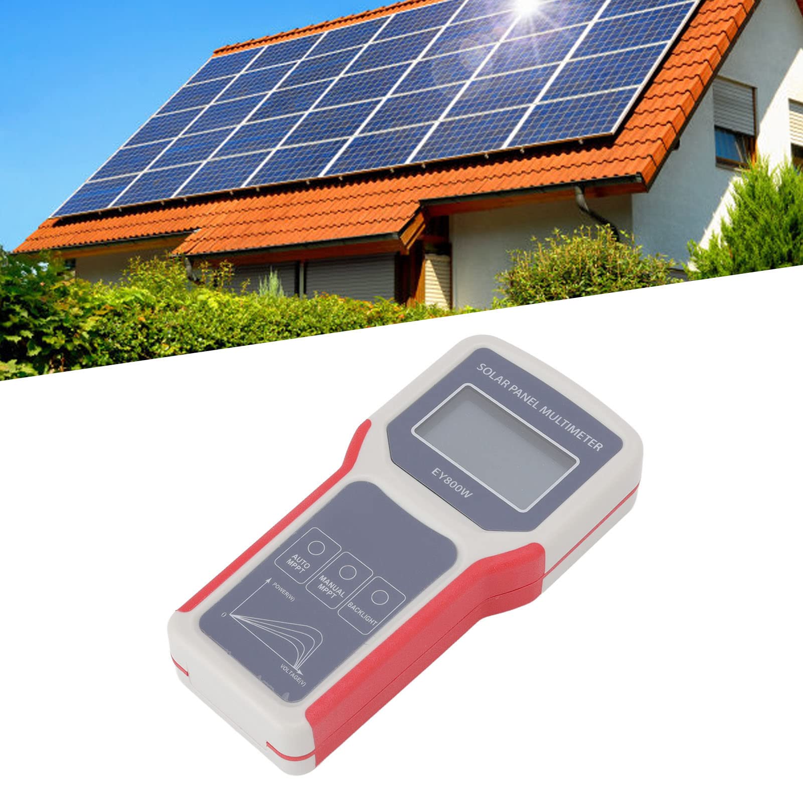 Solar Panel Tester, EY800W with Ultra Clear LCD MPPT Multimeter Open Circuit Voltage Troubleshooting for Photovoltaic Panel