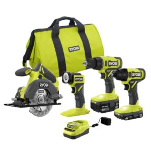 ONE+ 18V Cordless 4-Tool Combo Kit with 1.5 Ah Battery, 4.0 Ah Battery, and Charger