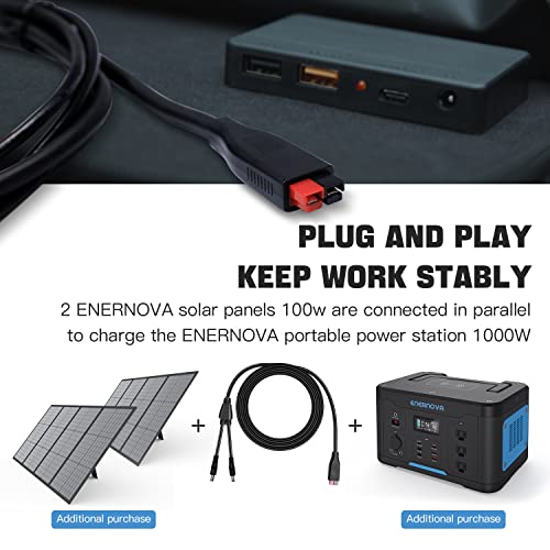 enernova Solar Connectors Y Branch Parallel Adapter Cable Wire, 18AWG Solar Extension Cable with DC 5.5x2.1mm Male Connector, for Solar Panel, Black