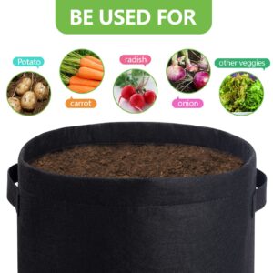 Homyhoo 4 Pack Potato Growing Bag with Flap 10 Gallon Planter Pots with Handles and Harvest Window for Potato Tomato and Vegetables, Black Green Orange and Beige