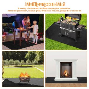 Hepotk Grill Mats for Outdoor Grill - 40 x 70 Inch Fireproof Pit Mat Protects Decks and Patio - Oil-Proof & Waterproof Grill Pad for Fire Pit