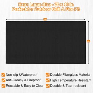 Hepotk Grill Mats for Outdoor Grill - 40 x 70 Inch Fireproof Pit Mat Protects Decks and Patio - Oil-Proof & Waterproof Grill Pad for Fire Pit