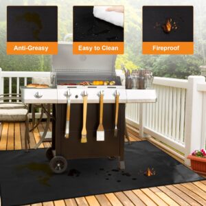 Hepotk Grill Mats for Outdoor Grill - 40 x 70 Inch Fireproof Pit Mat Protects Decks and Patio - Oil-Proof & Waterproof Grill Pad for Fire Pit