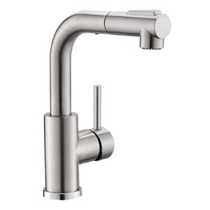 gimili modern bar sink faucet for kitchen sink single handle with pull out sprayer hot and cold prep sink faucet brushed nickel