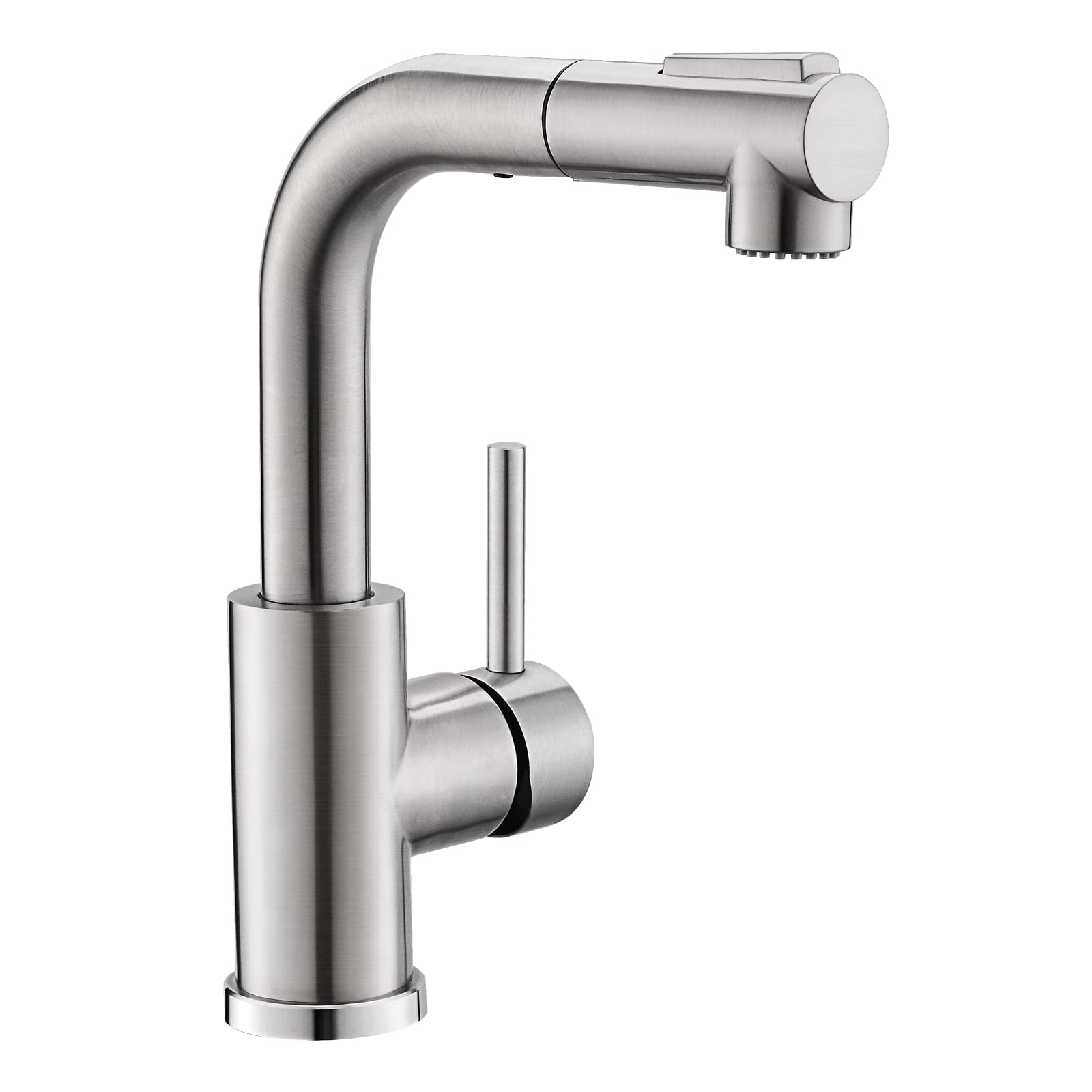 GIMILI Modern Bar Sink Faucet for Kitchen Sink Single Handle with Pull Out Sprayer Hot and Cold Prep Sink Faucet Brushed Nickel