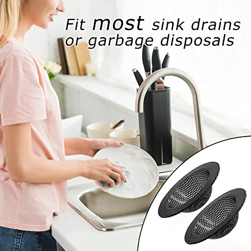 BERYLER® 2 Pcs Black Large Wide Rim 4.5in Diameter Stainless Steel Sink Kitchen Drain Strainer for Most Sink Drains, Anti-Clogging, Rust Free