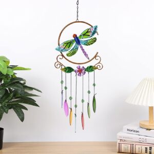 Wind Chimes for Outdoor Garden Patio Decor, Birthday Memorial Gifts for Women Mom Grandma Wife Daughter, 22" Metal Dragonfly Windchimes Hanging Outside Yard Balcony Porch Backyard